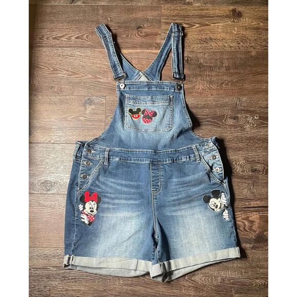 Disney | Shorts | Disney Mickey And Minnie Mouse Womens Denim Overalls ...